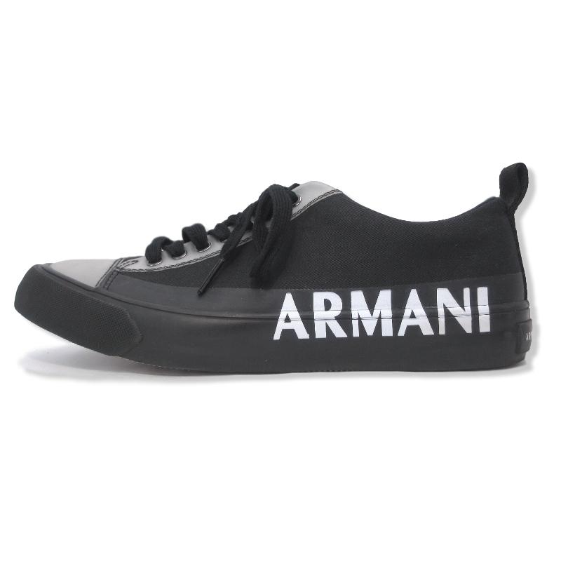 美品 ARMANI EXCHANGE アルマーニ エクスチェンジ スニーカー XUX053 XV206 ローカット ブラック 黒 26cm 箱 ...