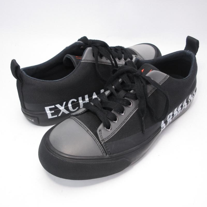 美品 ARMANI EXCHANGE アルマーニ エクスチェンジ スニーカー XUX053 XV206 ローカット ブラック 黒 26cm 箱 ...