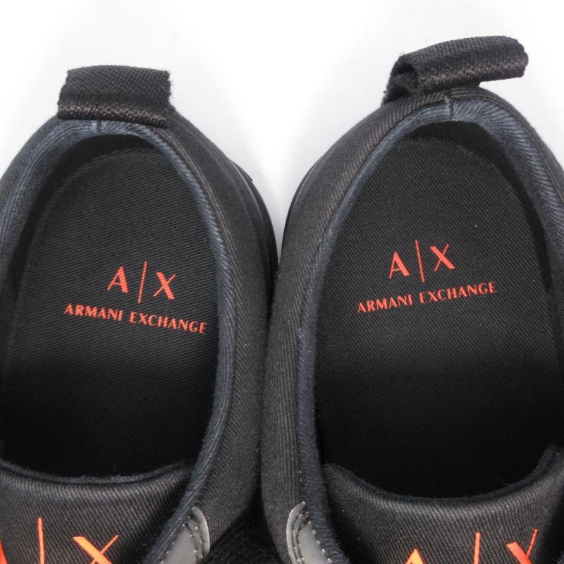美品 ARMANI EXCHANGE アルマーニ エクスチェンジ スニーカー XUX053 XV206 ローカット ブラック 黒 26cm 箱 ...