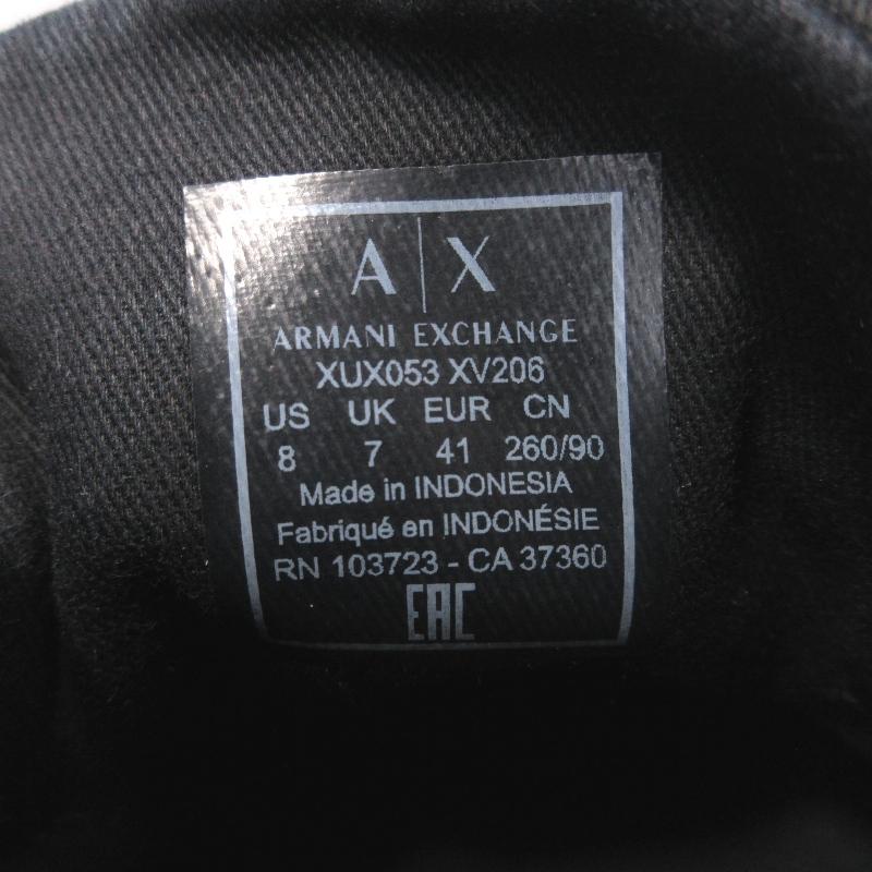 美品 ARMANI EXCHANGE アルマーニ エクスチェンジ スニーカー XUX053 XV206 ローカット ブラック 黒 26cm 箱 ...