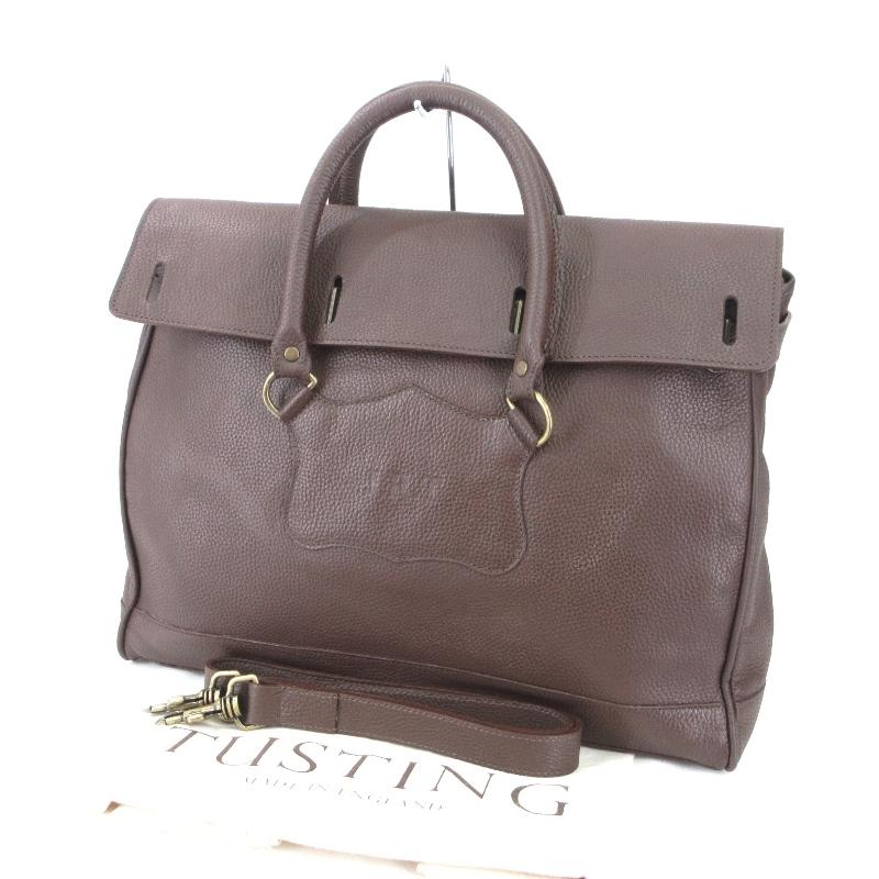 TUSTING タスティング トートバッグ BANK TOTE バンクトート 2WAY ブリーフケース ダークブラウン 茶 バッグ 鞄 中古 ...