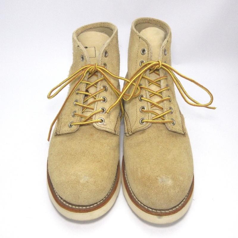 RED WING SHOES REDWING レッドウィング プレーントゥ 8167 刺?羽タグ スエード レジェンドモデル USA製 ベージュ US7.5E 25.5cmシューズ 中古 ...