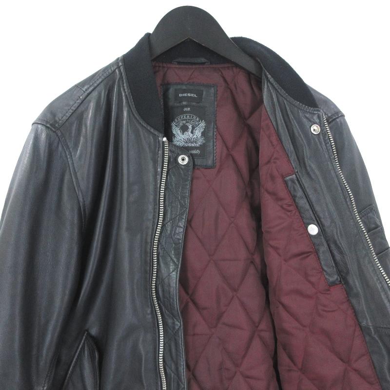 DIESEL ディーゼル MA-1 羊革 レザージャケット リブ 中綿 DIESEL ディーゼル MA-1 羊革 レザージャケット リブ 中綿