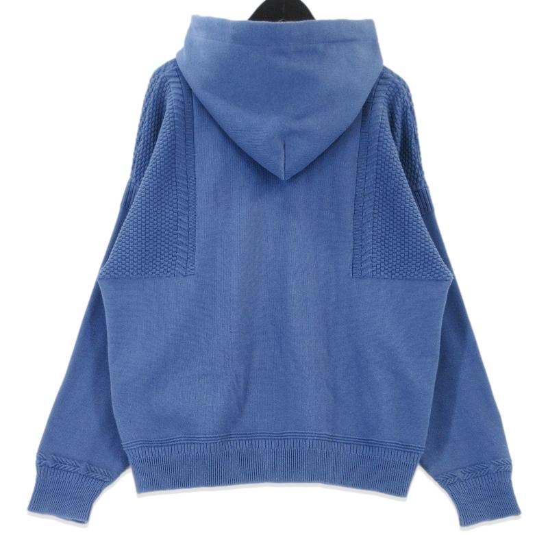 YASHIKI ヤシキ パーカー YSK-22AW-KN07 Setsugi Hoodie 天竺編 ニット コットン SMALT BLUE 2 ...
