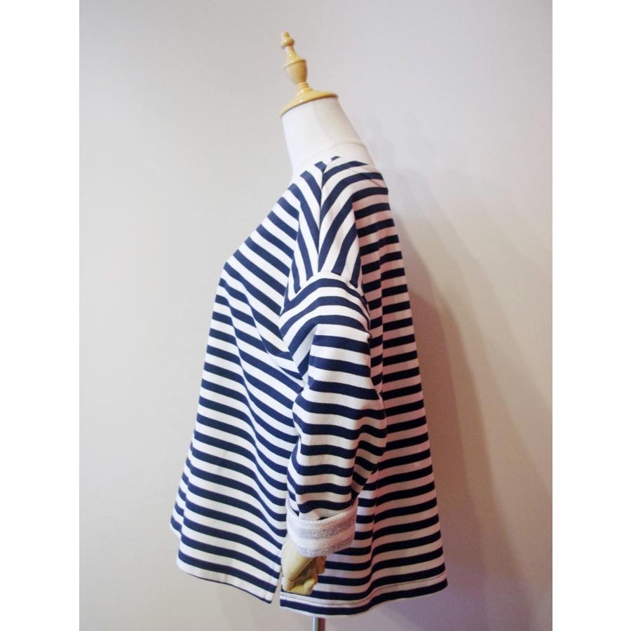 イタリア製ボーダースウェット 長袖カットソー レディース ロンt Tシャツ トップス ボートネック ゆったり おしゃれ 新品 春 秋 T