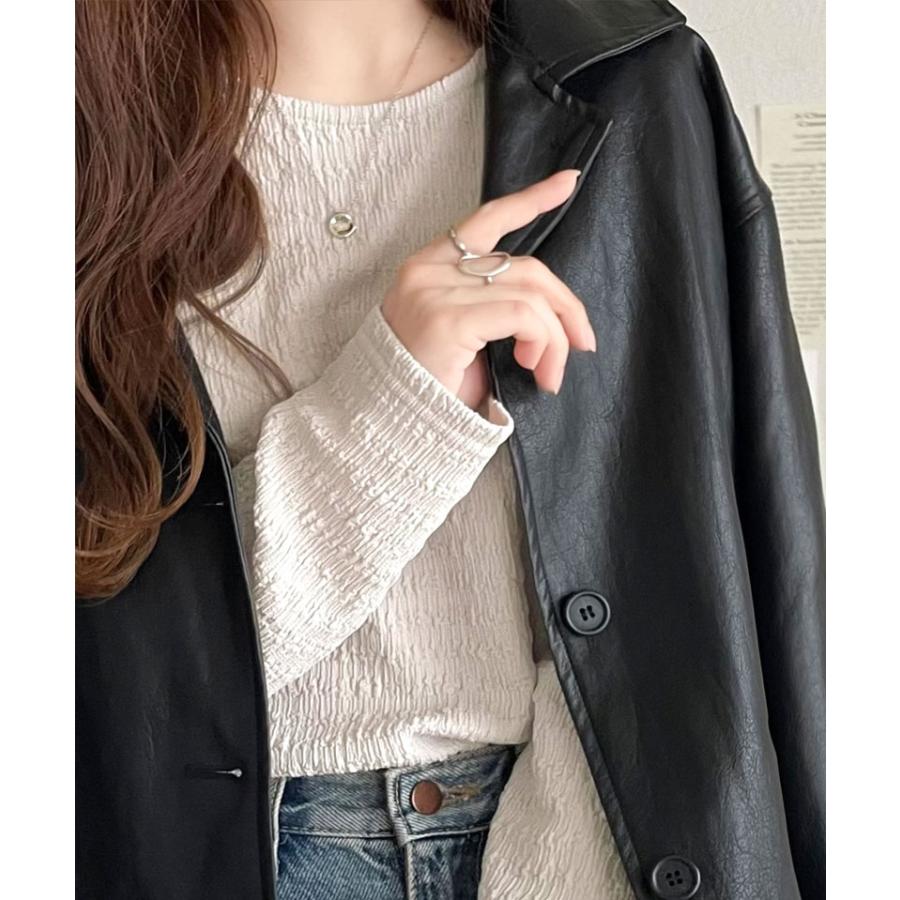 classicalelf トップス Tシャツ カットソー レディース ジャガード クルーネック 長袖 プルオーバー ベーシック レイヤードスタイル インナー 着 : Classical Elf ...