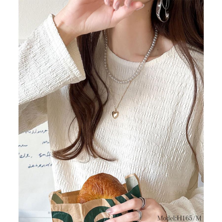 classicalelf トップス Tシャツ カットソー レディース ジャガード クルーネック 長袖 プルオーバー ベーシック レイヤードスタイル インナー 着 : Classical Elf ...