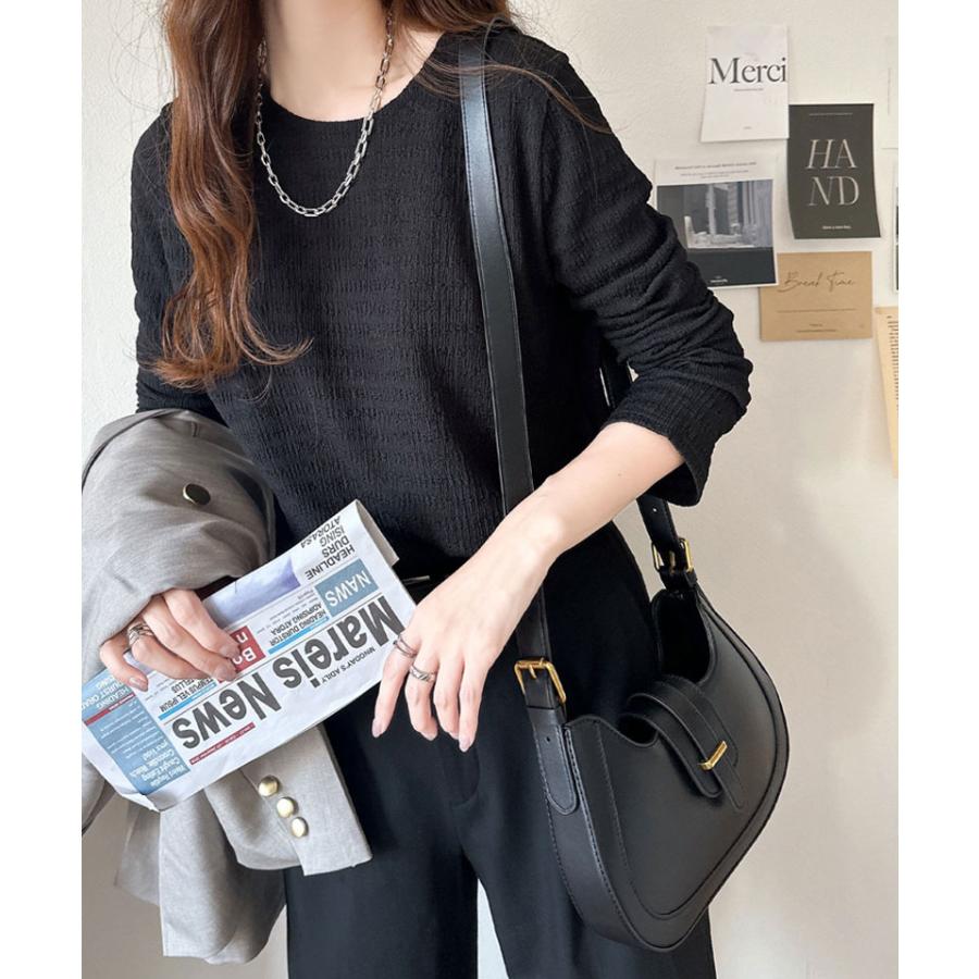 classicalelf トップス Tシャツ カットソー レディース ジャガード クルーネック 長袖 プルオーバー ベーシック レイヤードスタイル インナー 着 : Classical Elf ...