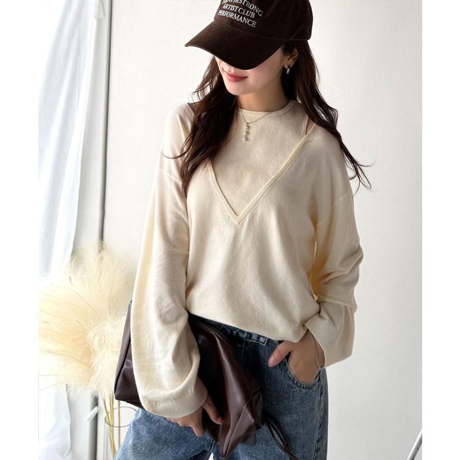 classicalelf 【 クラシカルエルフ classical elf 】 トップス ニット レディース レイヤード 風 長袖 着回し レイヤードコーデ ヘルシーな肌見せ ...