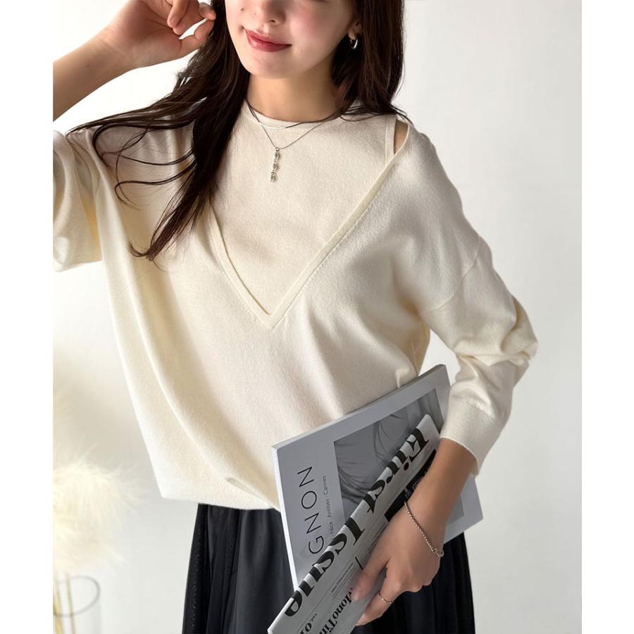 classicalelf 【 クラシカルエルフ classical elf 】 トップス ニット レディース レイヤード 風 長袖 着回し レイヤードコーデ ヘルシーな肌見せ ...