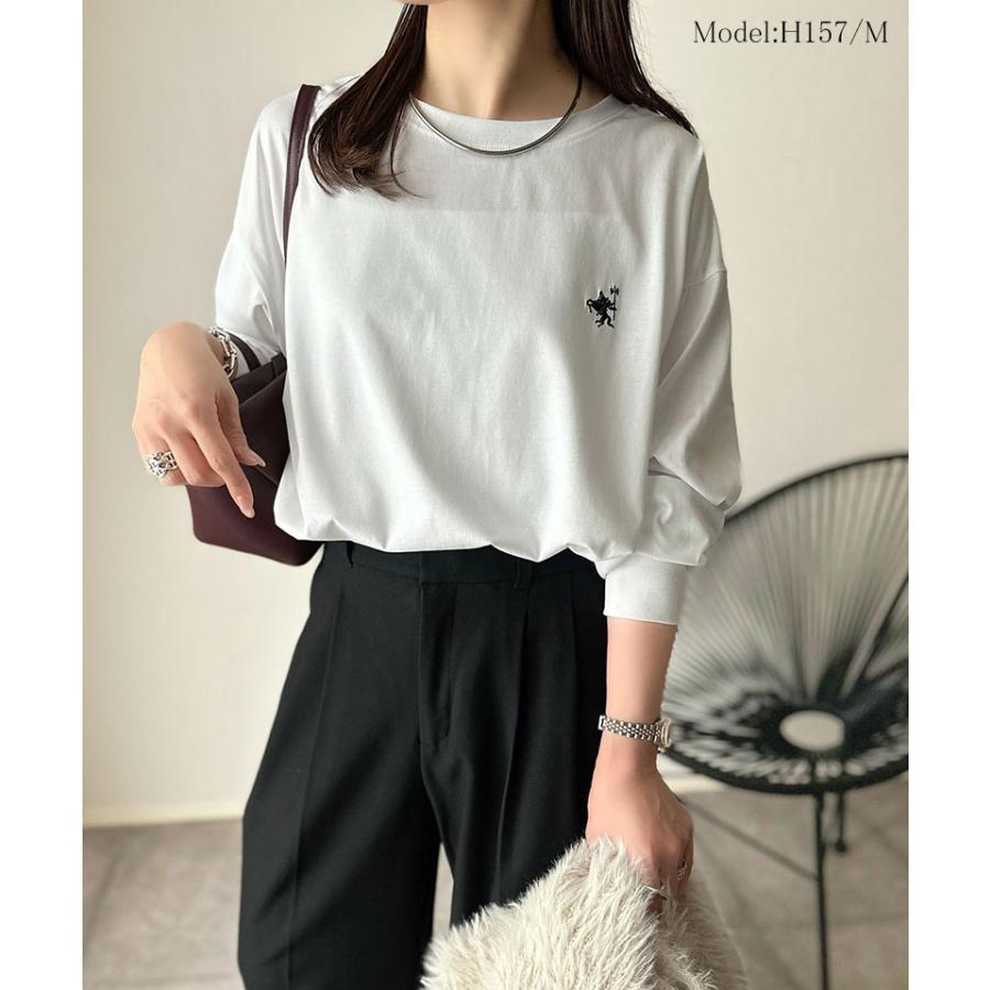 classicalelf 【 クラシカルエルフ classical elf 】 トップス Tシャツ レディース カットソー ロンT 長袖 胸刺繍 レイヤード バックヘンリー ゆったり ...