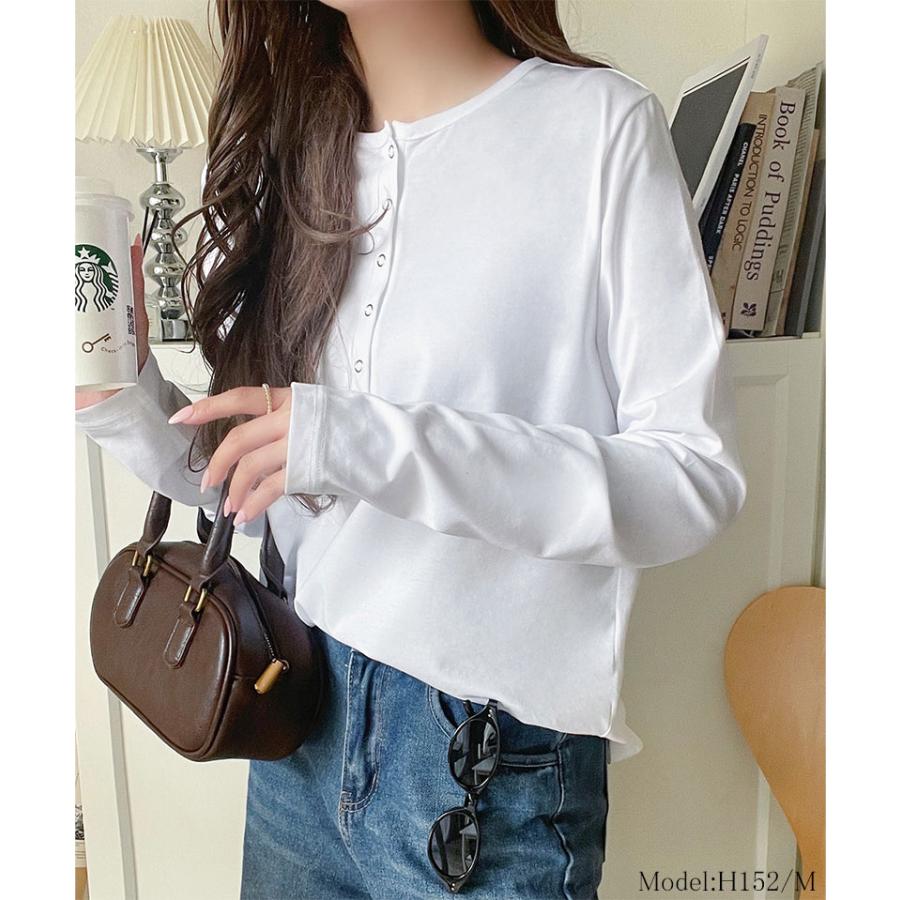 classicalelf 【 クラシカルエルフ classical elf 】 トップス Tシャツ レディース なめらか シルケット 加工 ドット 釦 ヘンリー ネック 着回し ...