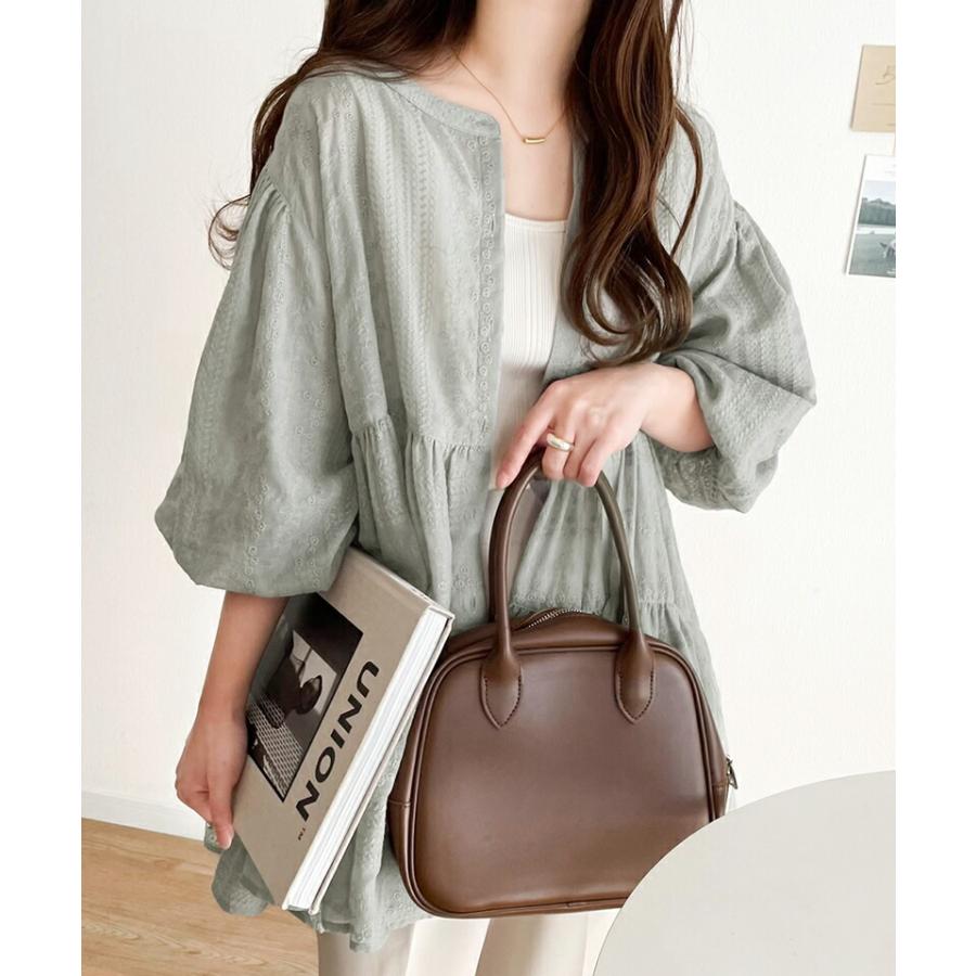 classicalelf トップス シャツ レディース シアー ヴィンテージ 刺繍 3WAY バルーン スリーブ ティアード ブラウス バンドカラー ギャザー 羽織り : Classical ...