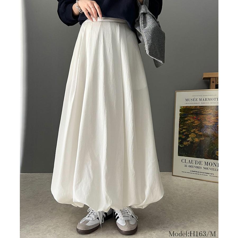 classicalelf ボトムス スカート レディース タック 入り シボ ジョーゼット ふんわり バルーンスカート ウエスト 後ろ ゴム 仕様 ロング 丈 ロングシーズン ...
