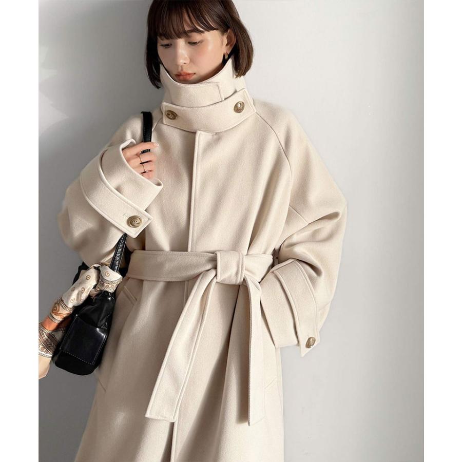 classicalelf 【 クラシカルエルフ classical elf 】 トップス アウター レディース 衿 2way 比翼 スタンド ウール調 ステンカラー コート ロング丈 ...