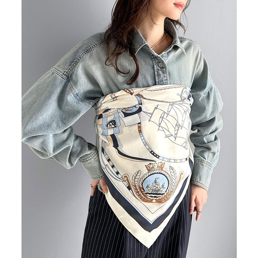 送料無料 雑貨 スカーフ レディース 上品カワイイ 90cm × 90cm パネル 柄 シルク ライク 大判スカーフ マルチ ストール オールシーズン レイヤードコーデ : ce1240056 ...