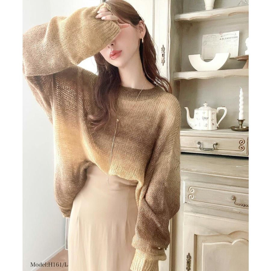 classicalelf 《javaジャバ 別注》トップス ニット レディース セーター マルチウェイ グラデーション メッシュ リバーシブル 表裏 2way レイヤード ウール混 ...