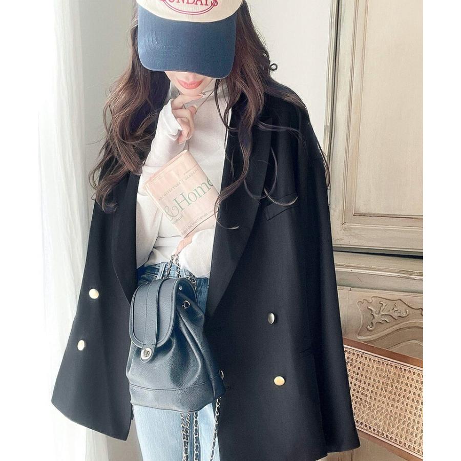 classicalelf アウター ジャケット レディース サイド スリット オーバー サイズ ダブルジャケット JK ヘリンボーン生地 男女兼用 ユニセックス ゆったり ...