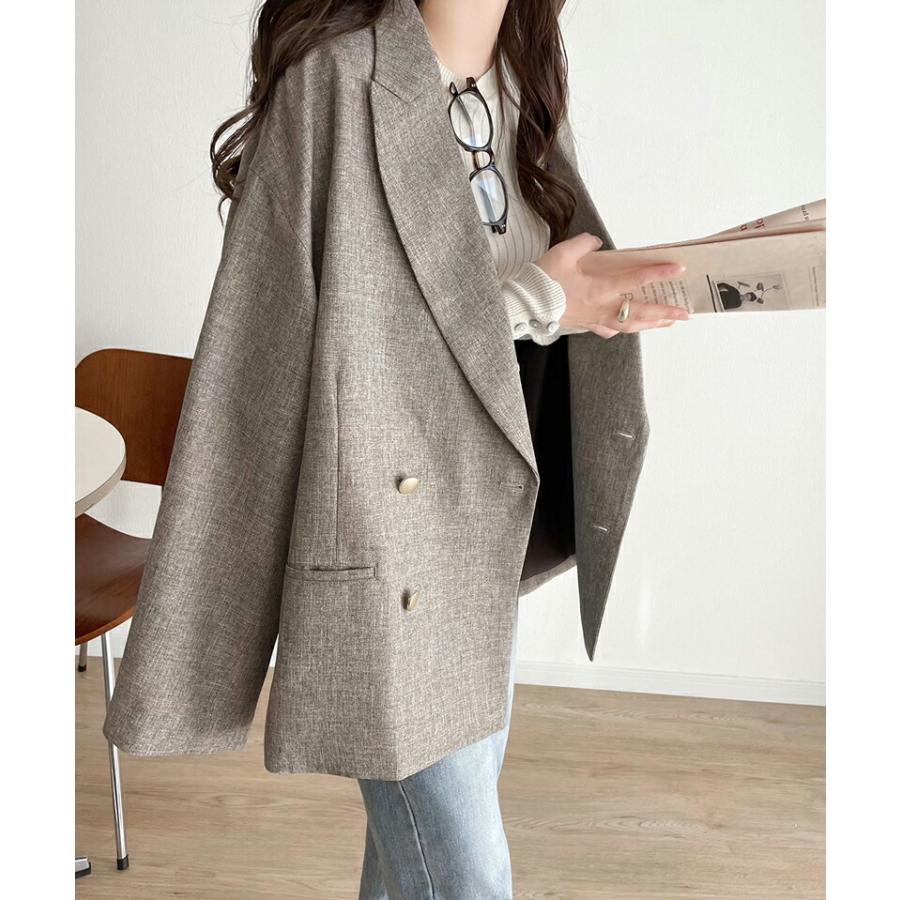 classicalelf アウター ジャケット レディース サイド スリット オーバー サイズ ダブルジャケット JK ヘリンボーン生地 男女兼用 ユニセックス ゆったり ...