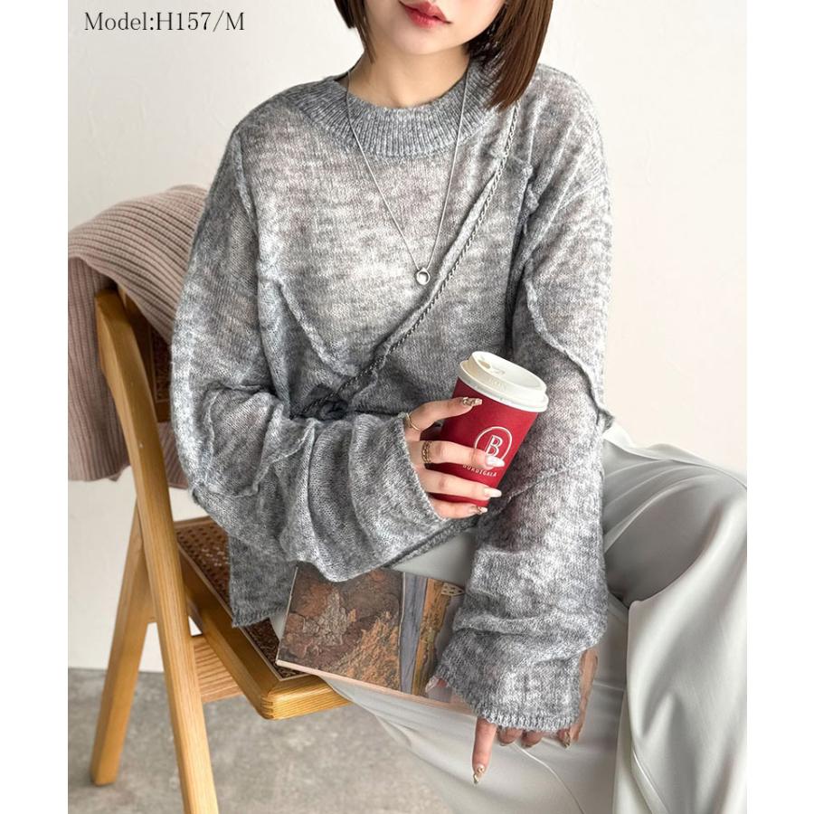 classicalelf 【 クラシカルエルフ classical elf 】 トップス ニット レディース モヘアタッチ ロングスリーブ シアー 透け感 ニュアンス感 お洒落 ...