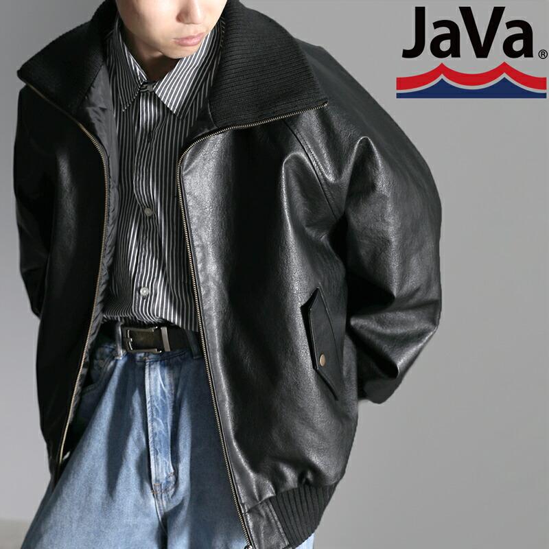 classicalelf 《javaジャバコラボ》 アウター ブルゾン メンズ ヴィンテージライク リブ タートル フェイクレザー ジャケット 古着風 男女兼用 ユニセックス ...