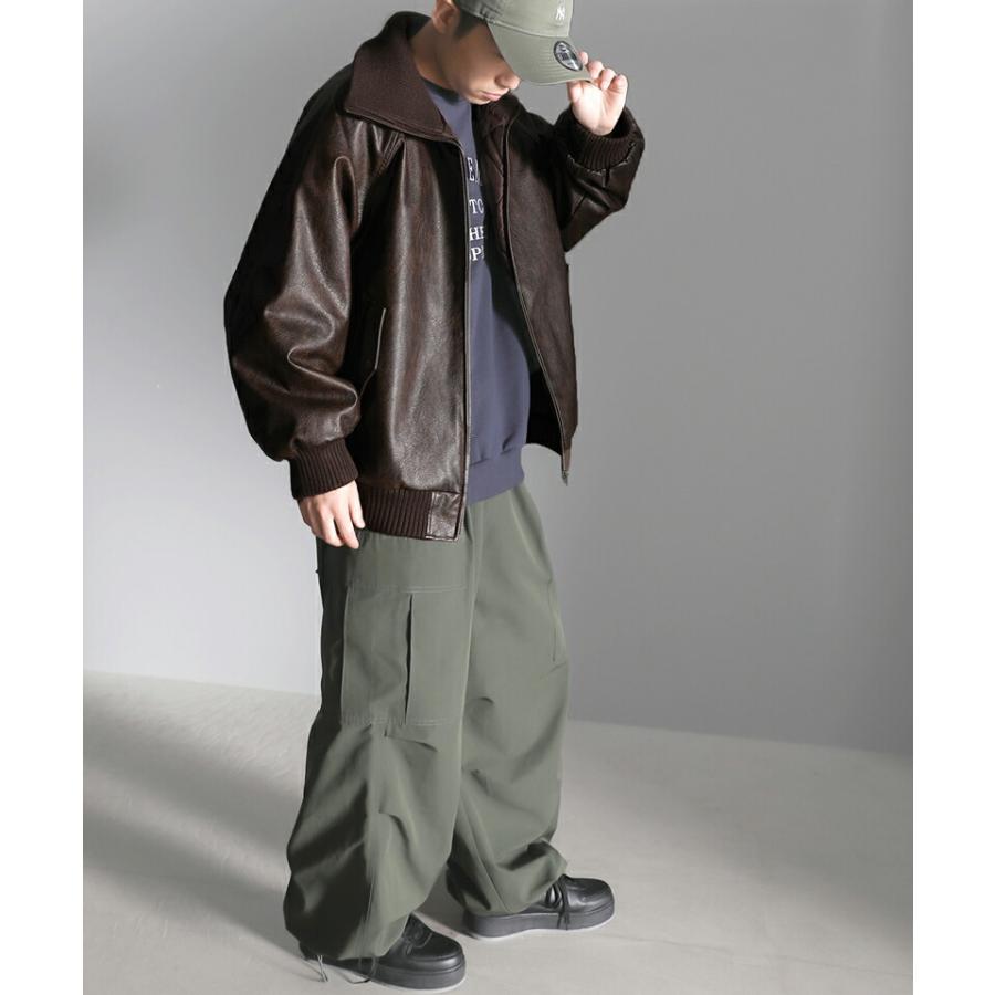 classicalelf 《javaジャバコラボ》 アウター ブルゾン メンズ ヴィンテージライク リブ タートル フェイクレザー ジャケット 古着風 男女兼用 ユニセックス ...