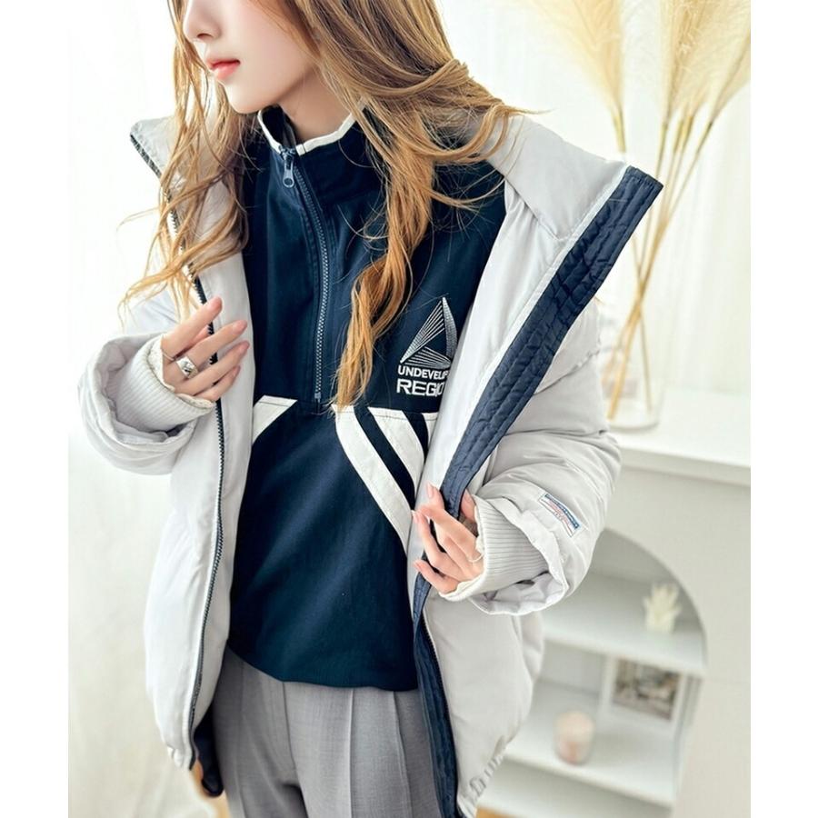 classicalelf 《javaジャバコラボ》 トップス スウェット レディース 綿 100％ 刺繍 入り 配色 ライン ハーフ ジップ プルオーバー オーバーサイズ ...