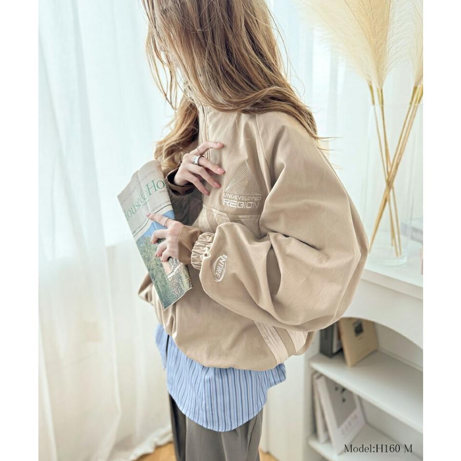 classicalelf 《javaジャバコラボ》 トップス スウェット レディース 綿 100％ 刺繍 入り 配色 ライン ハーフ ジップ プルオーバー オーバーサイズ ...