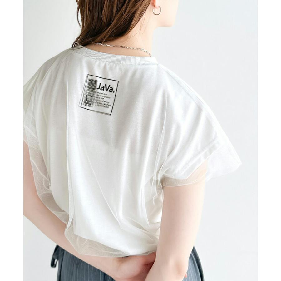 classicalelf 《java ジャバコラボ》 送料無料 トップス Tシャツ レディース バック 2重 プリント チュール レイヤードフレンチTee レイヤードコーデ 体型カバー ...