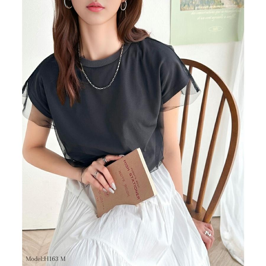 classicalelf 《java ジャバコラボ》 送料無料 トップス Tシャツ レディース バック 2重 プリント チュール レイヤードフレンチTee レイヤードコーデ 体型カバー ...