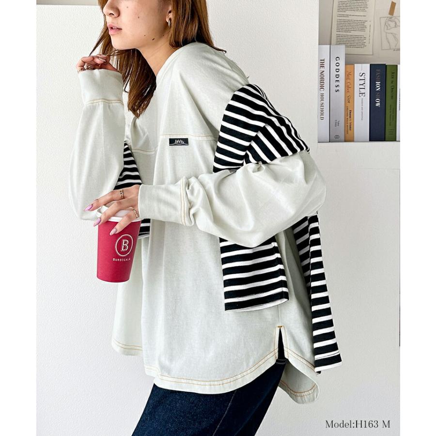 classicalelf 《javaジャバコラボ》 トップス Tシャツ レディース コットン 100% 長袖 フットボール プルオーバー 男女兼用 ユニセックス メンズ : Classical ...