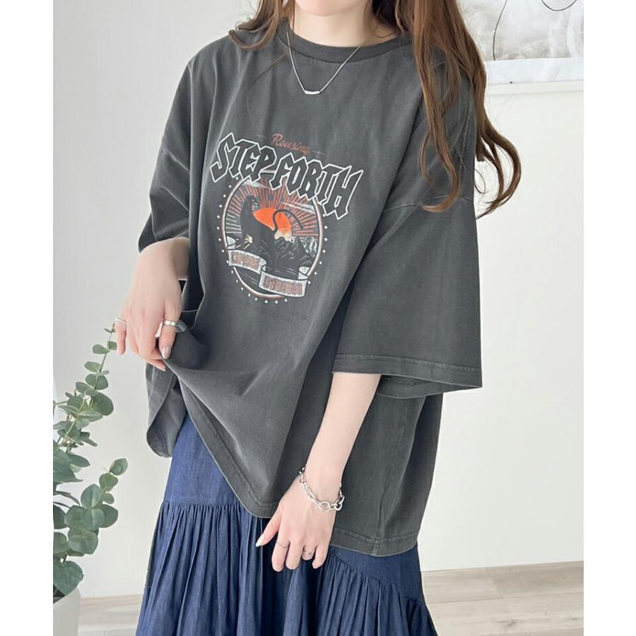 classicalelf 《javaジャバコラボ》 送料無料 トップス Tシャツ レディース 前後 2WAY 綿100% 天竺 素材 ピグメント 加工 ヴィンテージ 風 グラフィック Tee ...