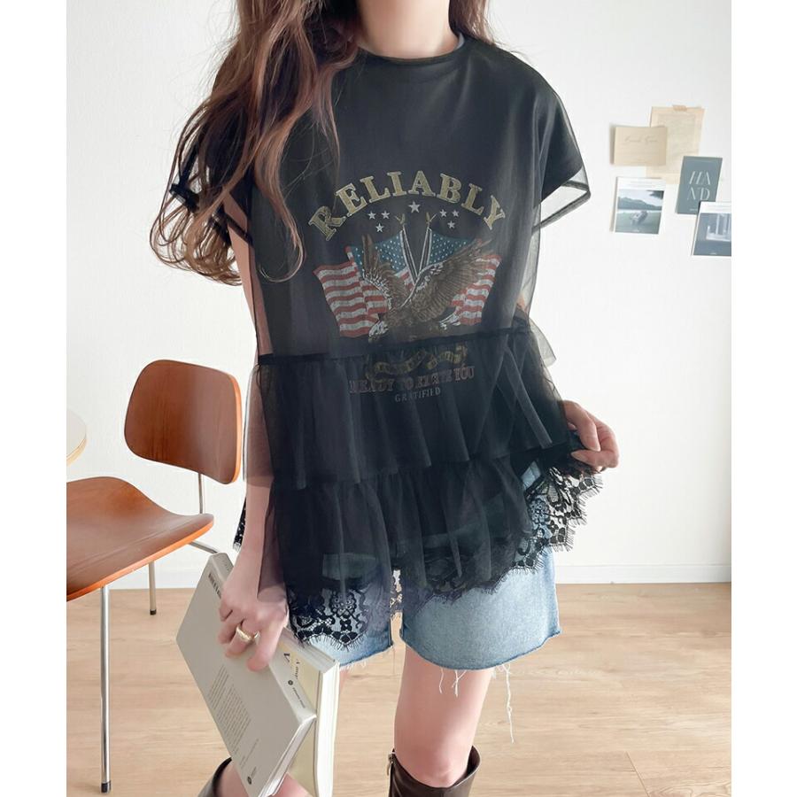 classicalelf（クラシカルエルフ） 《javaジャバコラボ》 トップス Tシャツ レディース マルチウェイ バック ティアード チュール セット 古着 風 ロックTee レイヤード ...