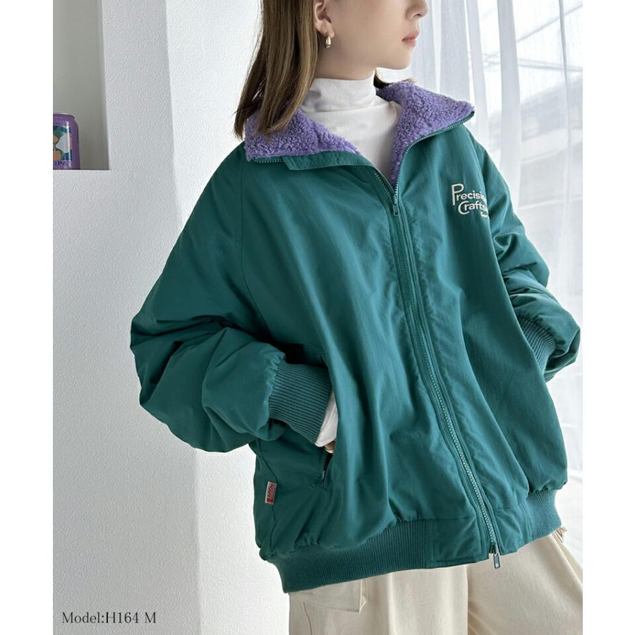 classicalelf 《javaジャバ 別注》 アウター ジャケット レディース ダブル ジップ 胸 刺繍 ナイロン 配色 ボア ブルゾン 男女兼用 ユニセックス メンズ ...