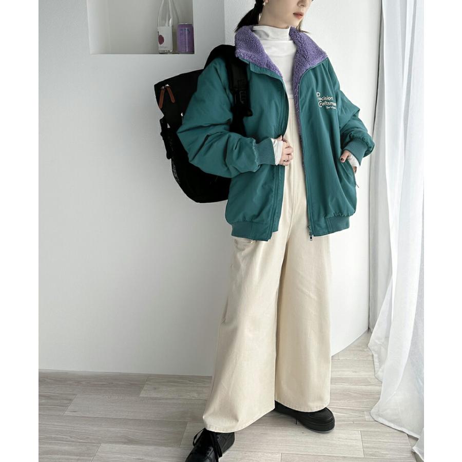 classicalelf 《javaジャバ 別注》 アウター ジャケット レディース ダブル ジップ 胸 刺繍 ナイロン 配色 ボア ブルゾン 男女兼用 ユニセックス メンズ ...