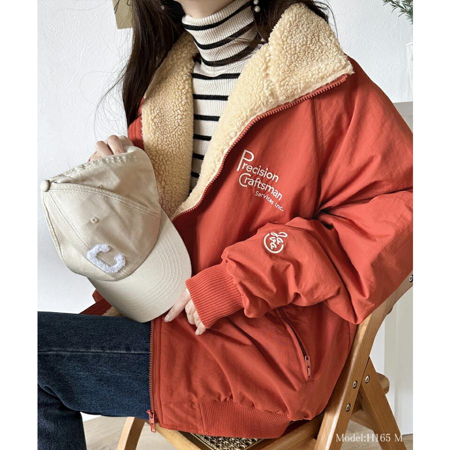 classicalelf 《javaジャバ 別注》 アウター ジャケット レディース ダブル ジップ 胸 刺繍 ナイロン 配色 ボア ブルゾン 男女兼用 ユニセックス メンズ ...