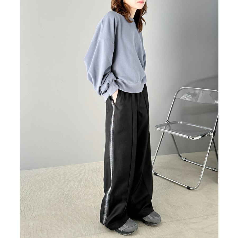 classicalelf 《javaジャバコラボ》 送料無料 ボトムス パンツ レディース ジャガード ブレード ワイド ヴィンテージライク サイドライン トラック スラックス ...