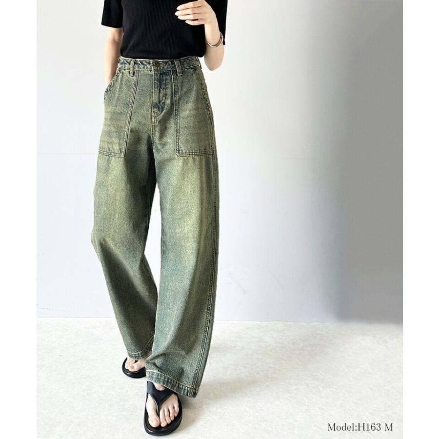 classicalelf 《javaジャバコラボ》 ボトムス パンツ レディース ヴィンテージ 加工 ハイ ウエスト ベイカー デニム 男女兼用 ユニセックス メンズ オールシーズン ...