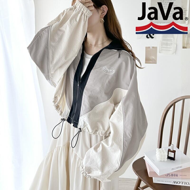 《javaジャバコラボ》 送料無料 アウター ジャケット レディース 配色 パイピング ナイロン スタンド カラー JK 刺繍 ロゴ 裾 ドロスト セットアップ可 : jv1240032 ...