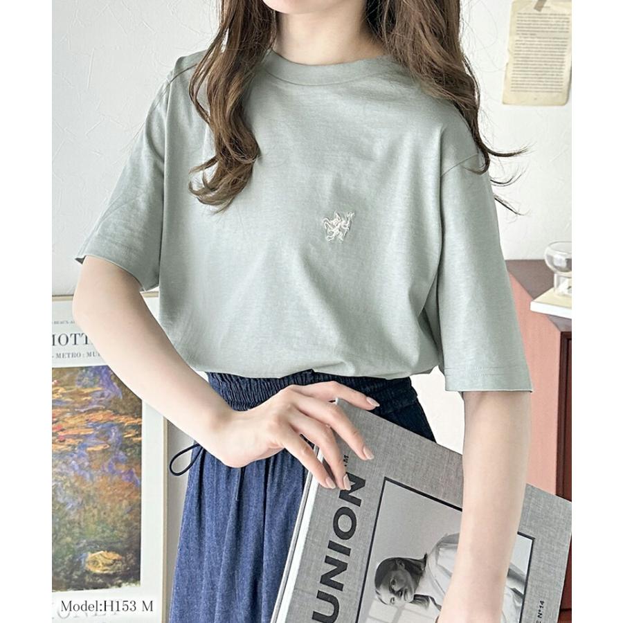 classicalelf（クラシカルエルフ） 【sustaina+】《javaジャバコラボ》 トップス Tシャツ レディース 綿 100% ワンポイント 刺繍 オーガニックコットン ...