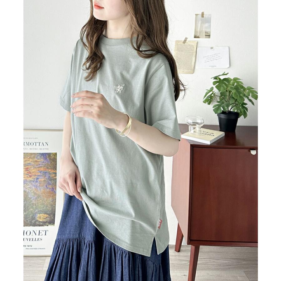 classicalelf（クラシカルエルフ） 【sustaina+】《javaジャバコラボ》 トップス Tシャツ レディース 綿 100% ワンポイント 刺繍 オーガニックコットン ...