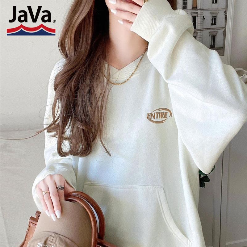 classicalelf 《java ジャバコラボ》 トップス スウェット レディース ワンポイント 胸 刺繍 裏毛 ラグラン プルオーバー マフポケット ゆったり オーバーサイズ ...