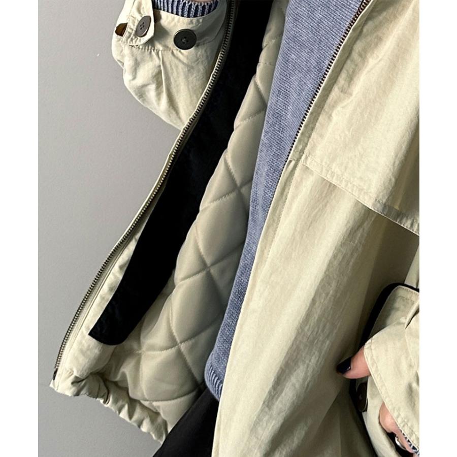 《Javaジャバコラボ》 送料無料 アウター ブルゾン レディース アウター 胸刺繍 襟配色 ヴィンテージ風 ドローコート ドロスト 古着風 ...