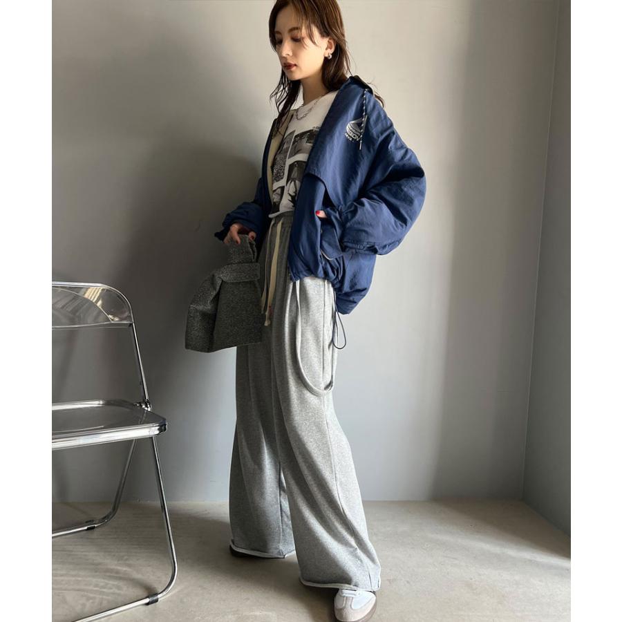 《Javaジャバコラボ》 送料無料 アウター ブルゾン レディース アウター 胸刺繍 襟配色 ヴィンテージ風 ドローコート ドロスト 古着風 ...