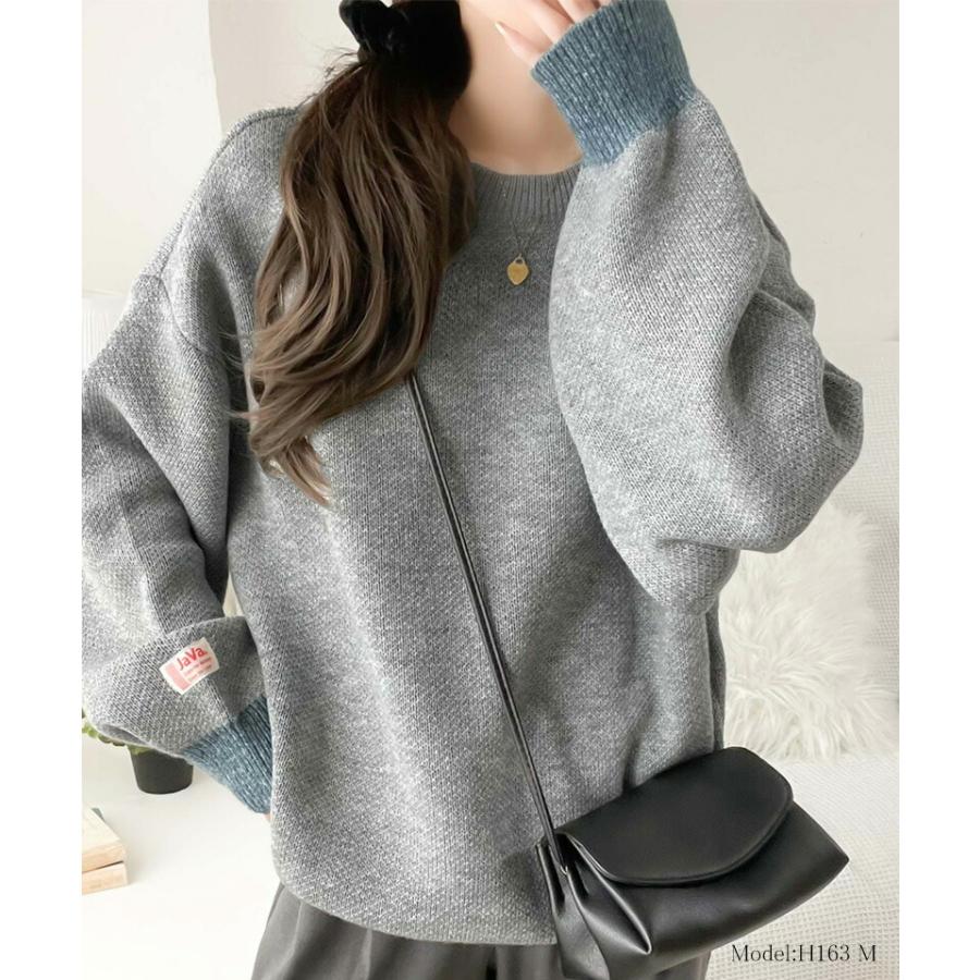 classicalelf 《java ジャバコラボ》 送料無料 トップス ニット レディース 前後 2way MIX ヤーン バイ カラー カレッジ ロゴ ニットプルオーバー 男女兼用 ...