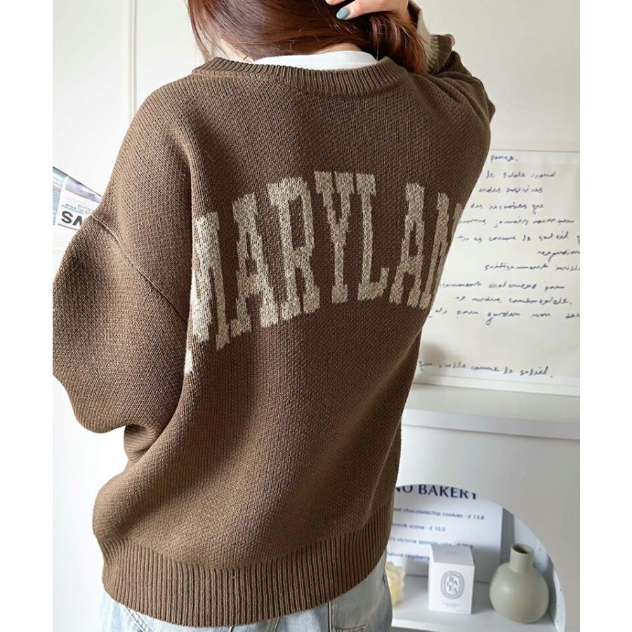 classicalelf 《java ジャバコラボ》 送料無料 トップス ニット レディース 前後 2way MIX ヤーン バイ カラー カレッジ ロゴ ニットプルオーバー 男女兼用 ...