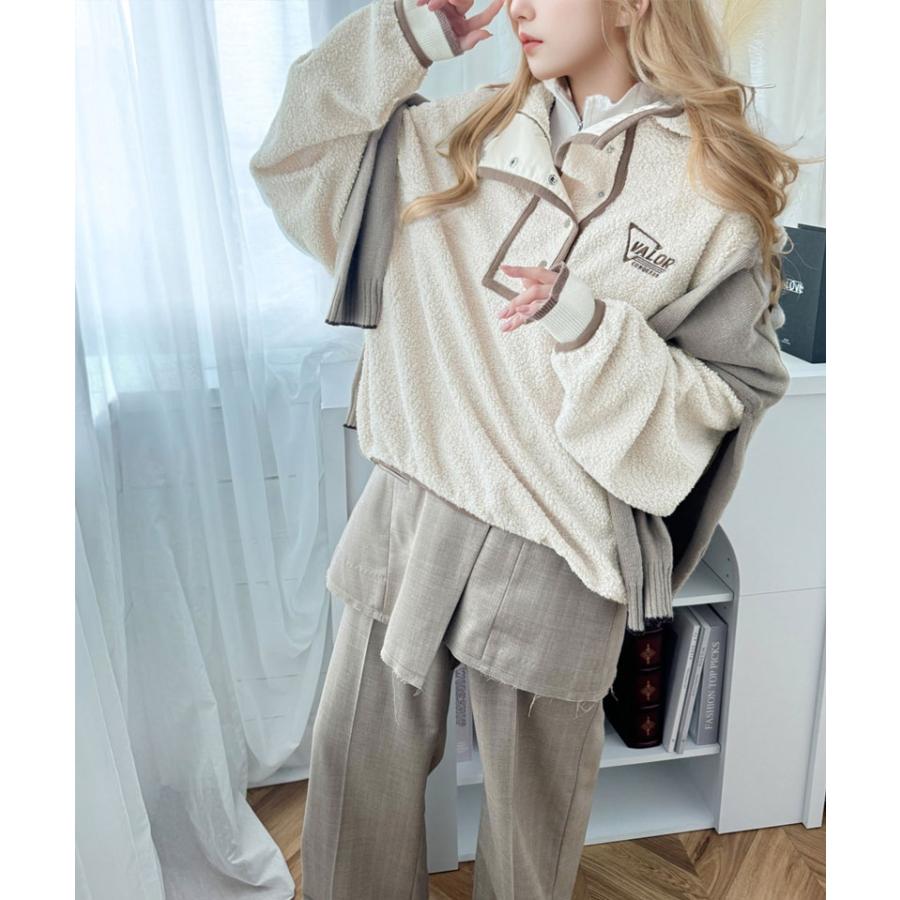 《javaジャバ コラボ》送料無料 トップス ブルゾン レディース ボア スタンド パイピング 2way メンズ ユニセックス 男女兼用 ハーフジップ 防寒 : jv1260277 ...