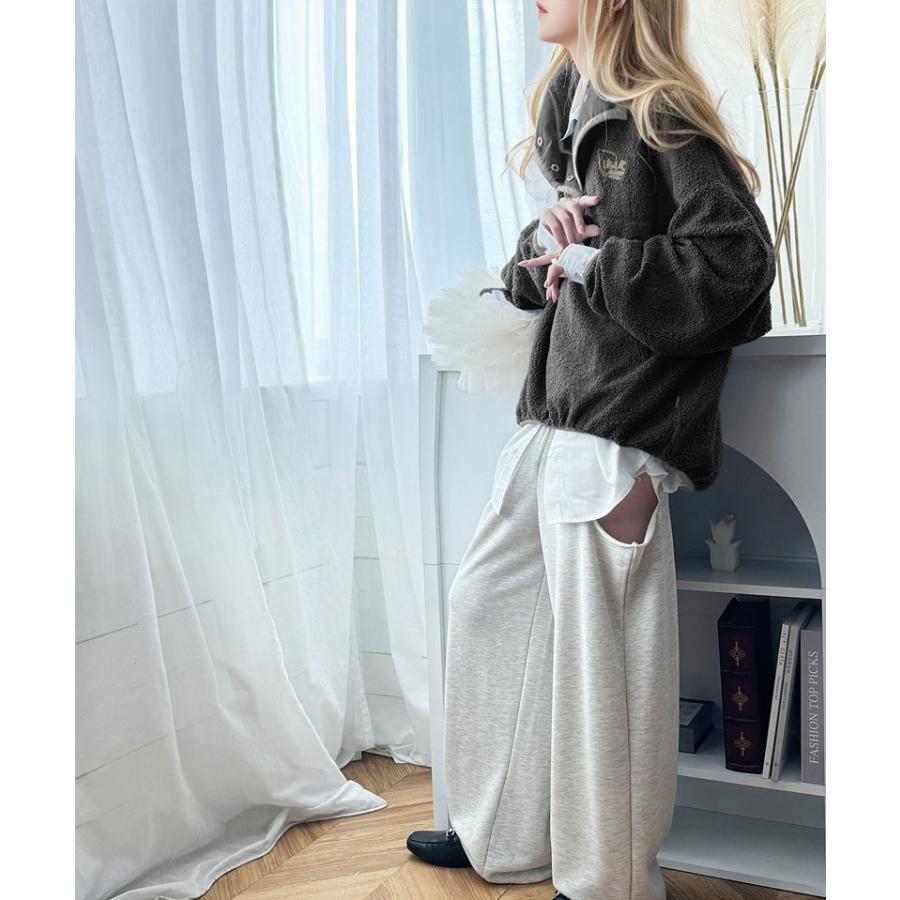 classicalelf 《javaジャバ コラボ》トップス ブルゾン レディース ボア スタンド パイピング 2way メンズ ユニセックス 男女兼用 ハーフジップ 防寒 ...