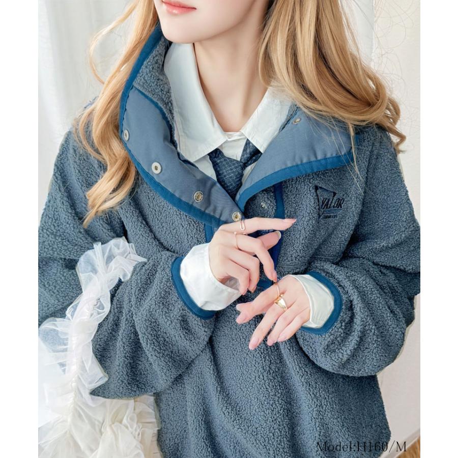 classicalelf 《javaジャバ コラボ》トップス ブルゾン レディース ボア スタンド パイピング 2way メンズ ユニセックス 男女兼用 ハーフジップ 防寒 ...