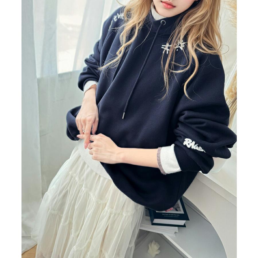 classicalelf 《java ジャバコラボ》 トップス パーカー レディース ランダム ロゴ 刺繍 裏起毛パーカー 男女兼用 ユニセックス メンズ ゆるっと オーバーサイズ ...